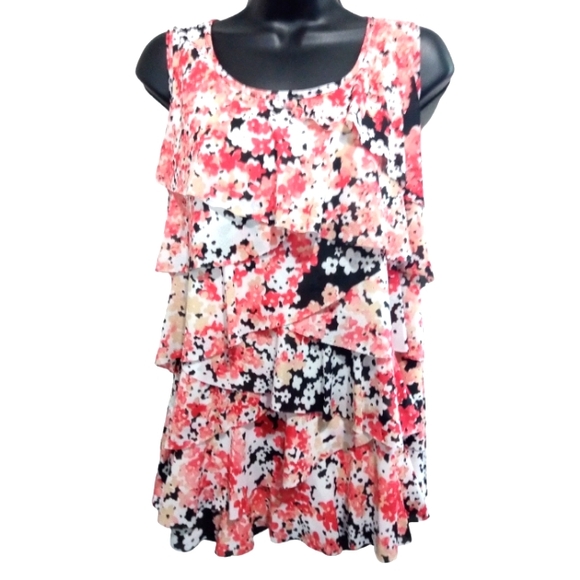 Roz & Ali | Tops | Roz Ali Shirt Large Floral Sleeveless Tiered Layered ...